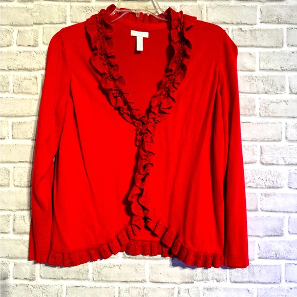 Apt. 9 | Sweaters | 2 For 2 Apt 9 Cardigan Red Ruffle Sweater X | Poshmark